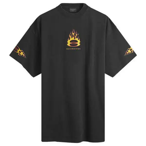 Balenciaga Flame Short Sleeve T Shirt In Washed Out Black - 45
